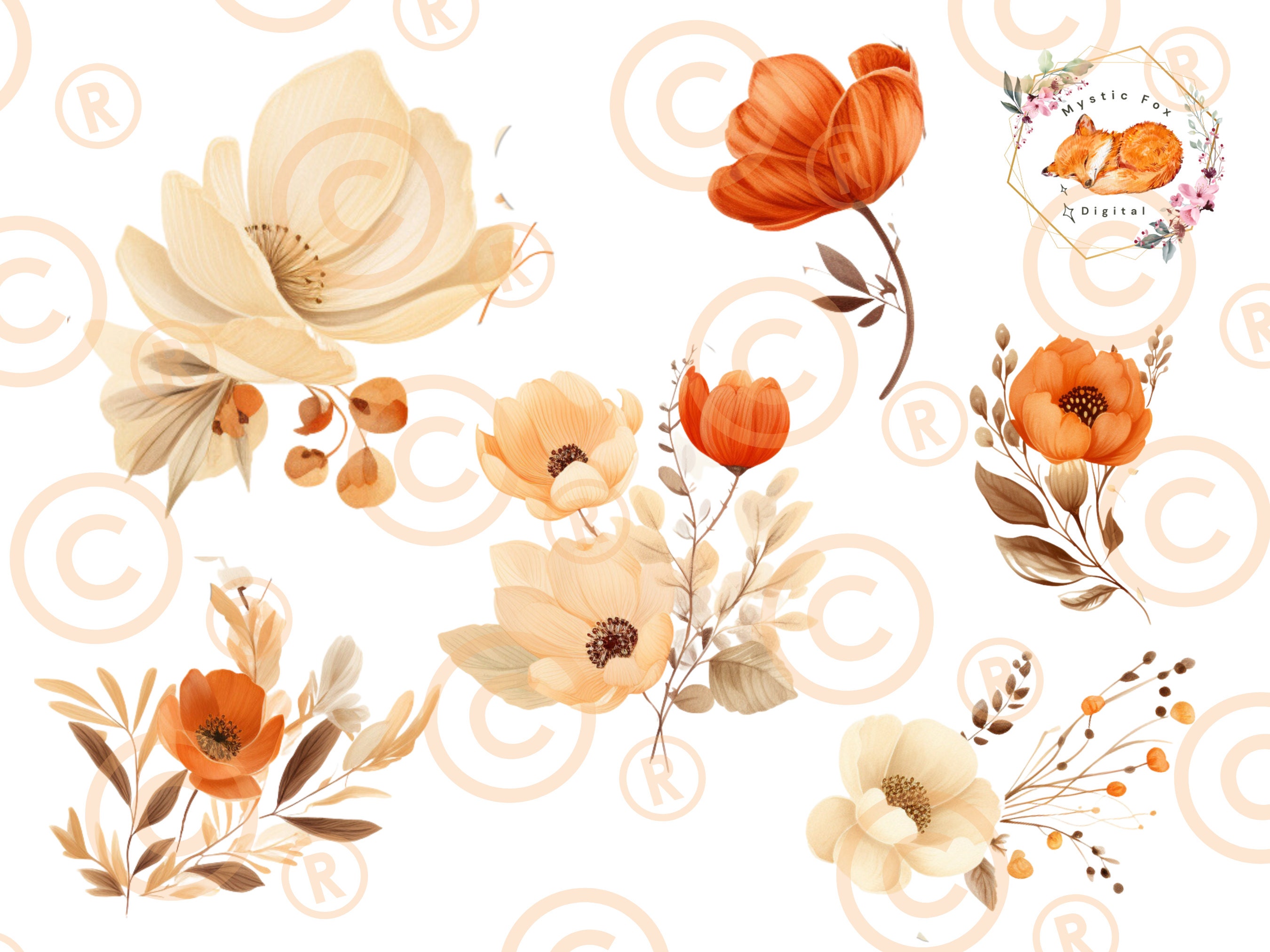 Wildflower Florals Clipart Wildflowers Clipart Dainty - Etsy