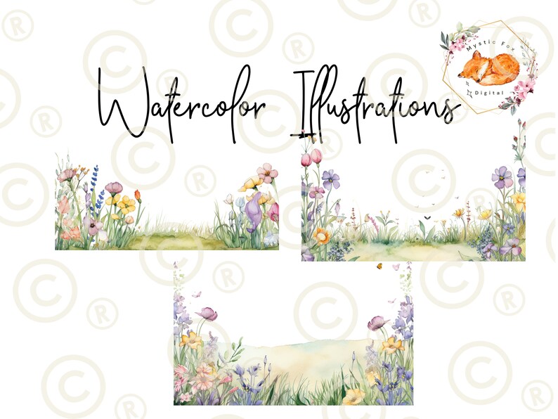 Watercolor Floral Border Clipart, Illustrated Wildflower Frame, 14 ...