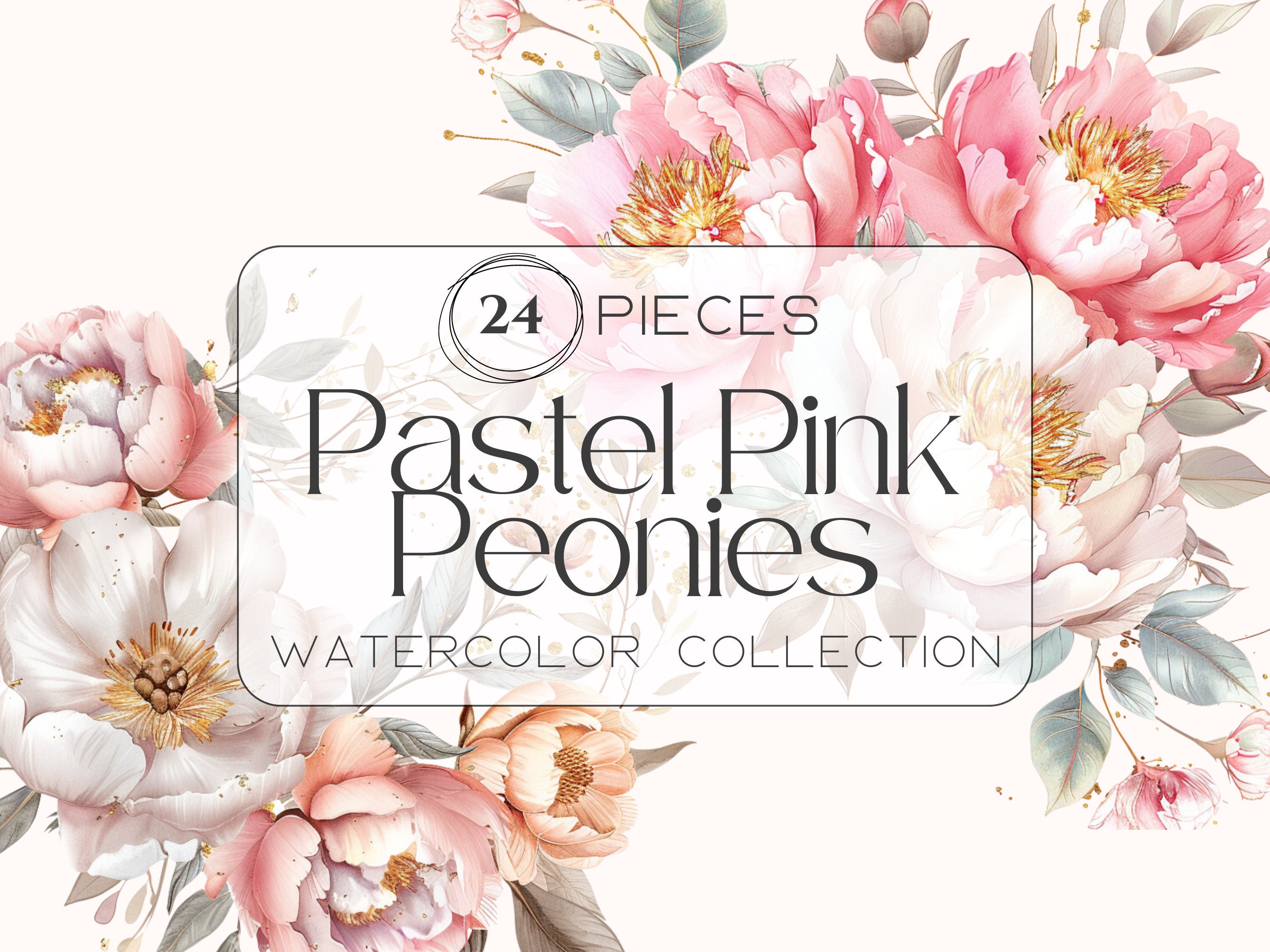 Pastel Pink Peony Clipart Bundle | Pastel Florals, Rustic Peonies ...