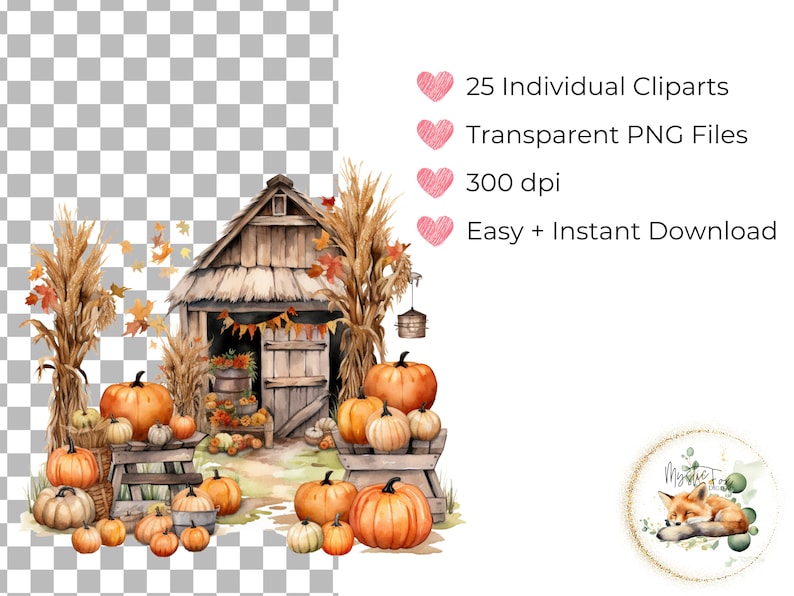 Rustic Watercolor Fall Pumpkin Clipart Watercolor Autumn, Pumpkin ...