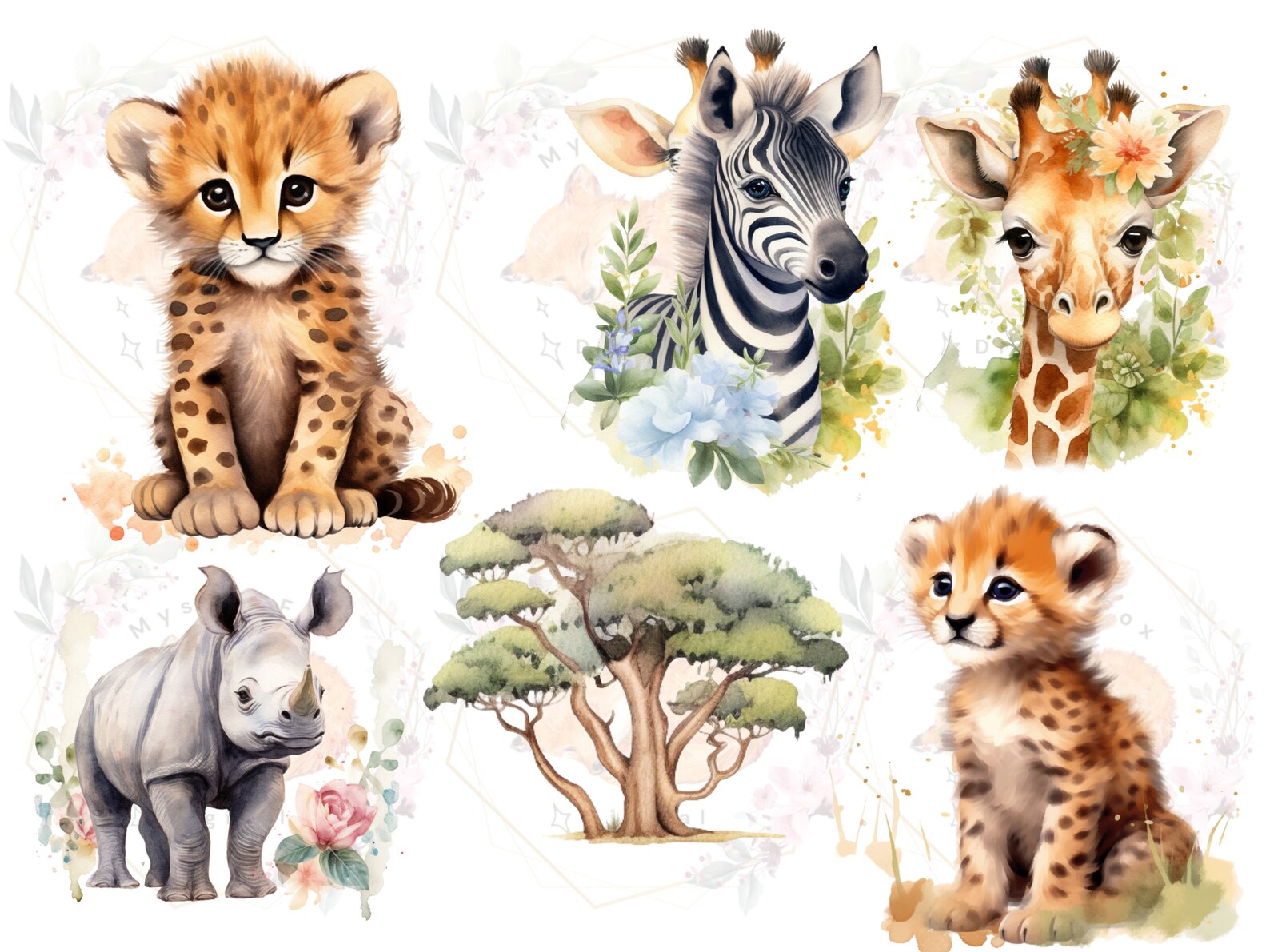 Baby Safari PNG, Safari Clipart, Watercolor Safari, Baby Shower Clipart ...