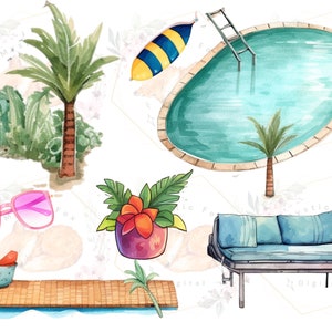 Pool Party Clipart, Pool Clipart, Sunglasses Clipart, Summer Clipart ...
