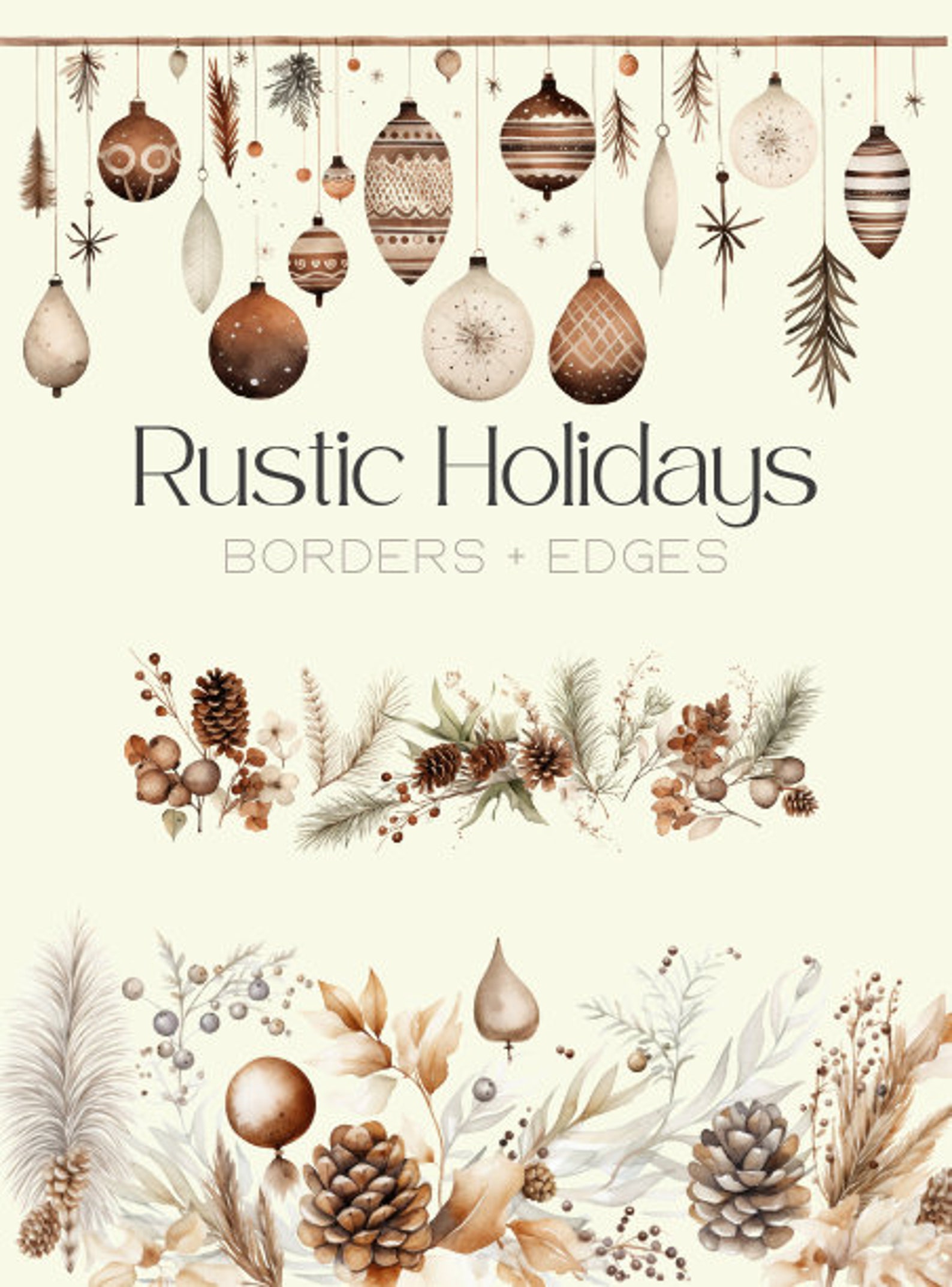 Rustic Christmas Clipart Rustic Christmas Decorations, Holiday Clipart ...
