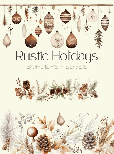 Rustic Christmas Clipart Rustic Christmas Decorations, Holiday Clipart ...