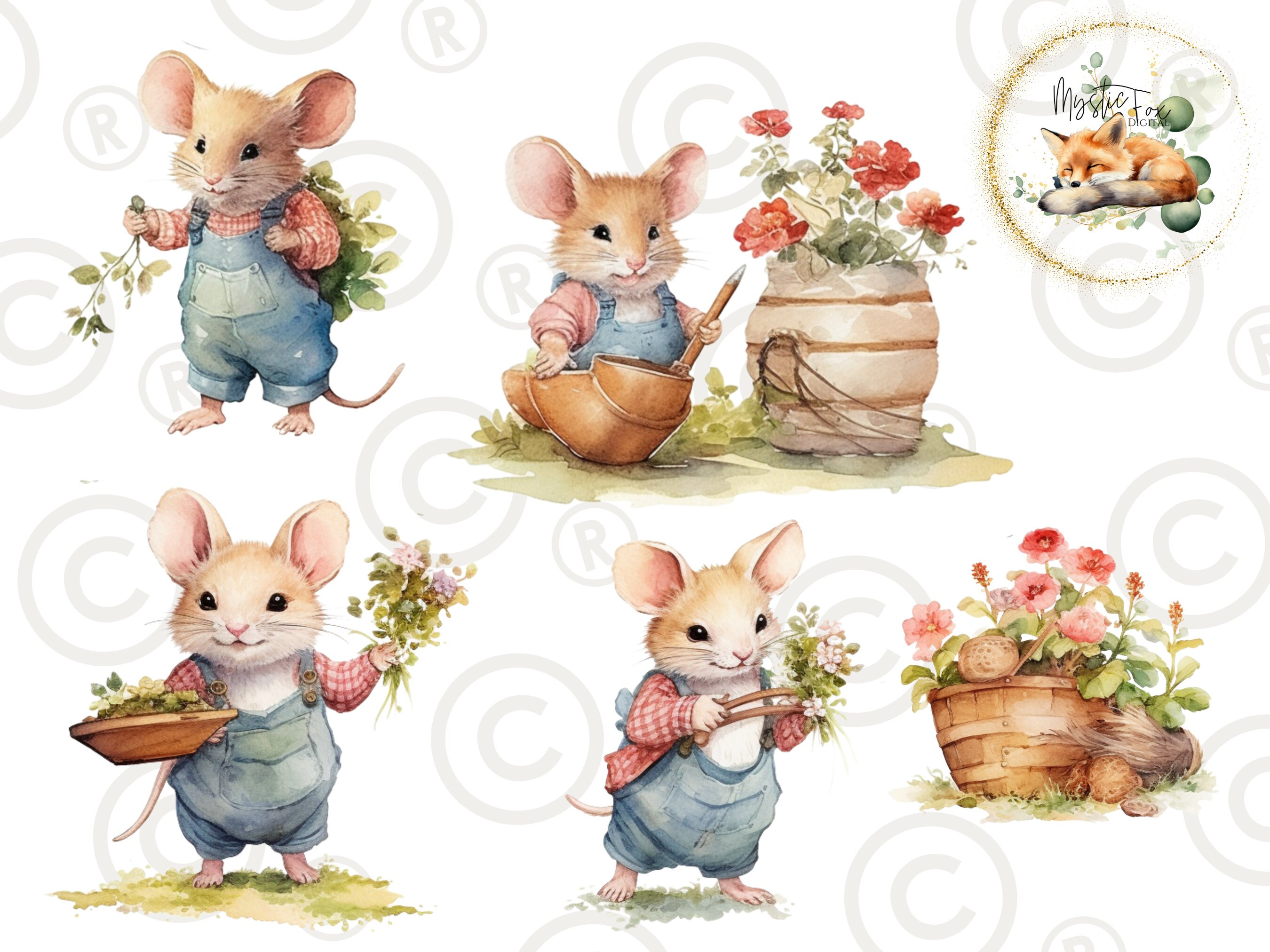 Country Mouse Clipart 35 Pieces Country Mice Clipart - Etsy