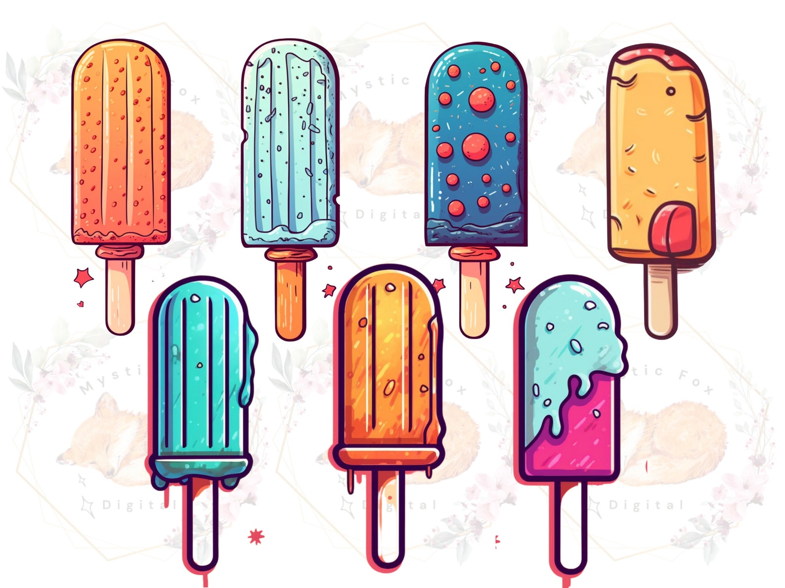 Ice Cream Clipart, Popsicle Clipart, Summer Treats Clipart Bundle, Ice ...