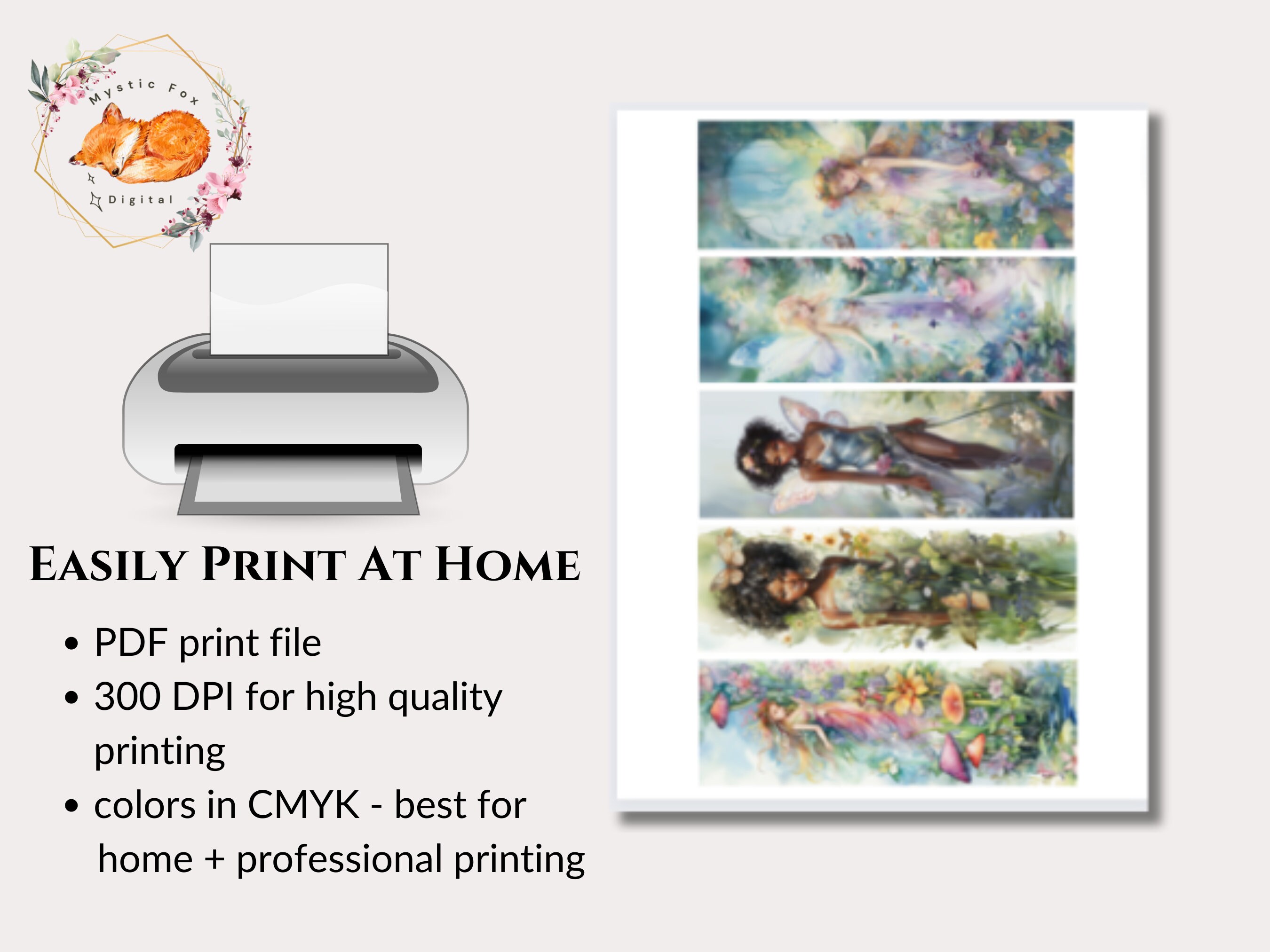 Watercolor Fairy Bookmarks, Printable Bookmarks, 15 Fairy Bookmarks ...