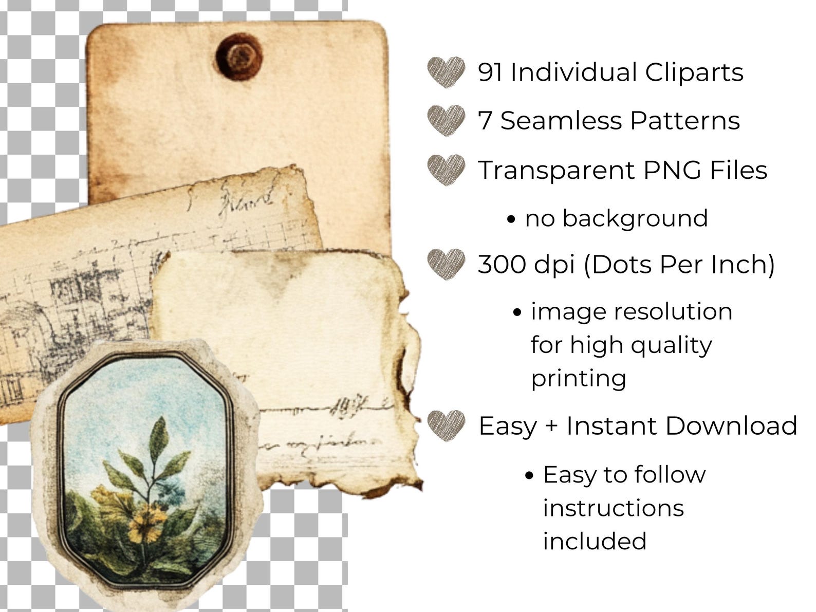 Junk Journalling Clipart | Junk Journal Clipart Downloadable, Whimsical ...