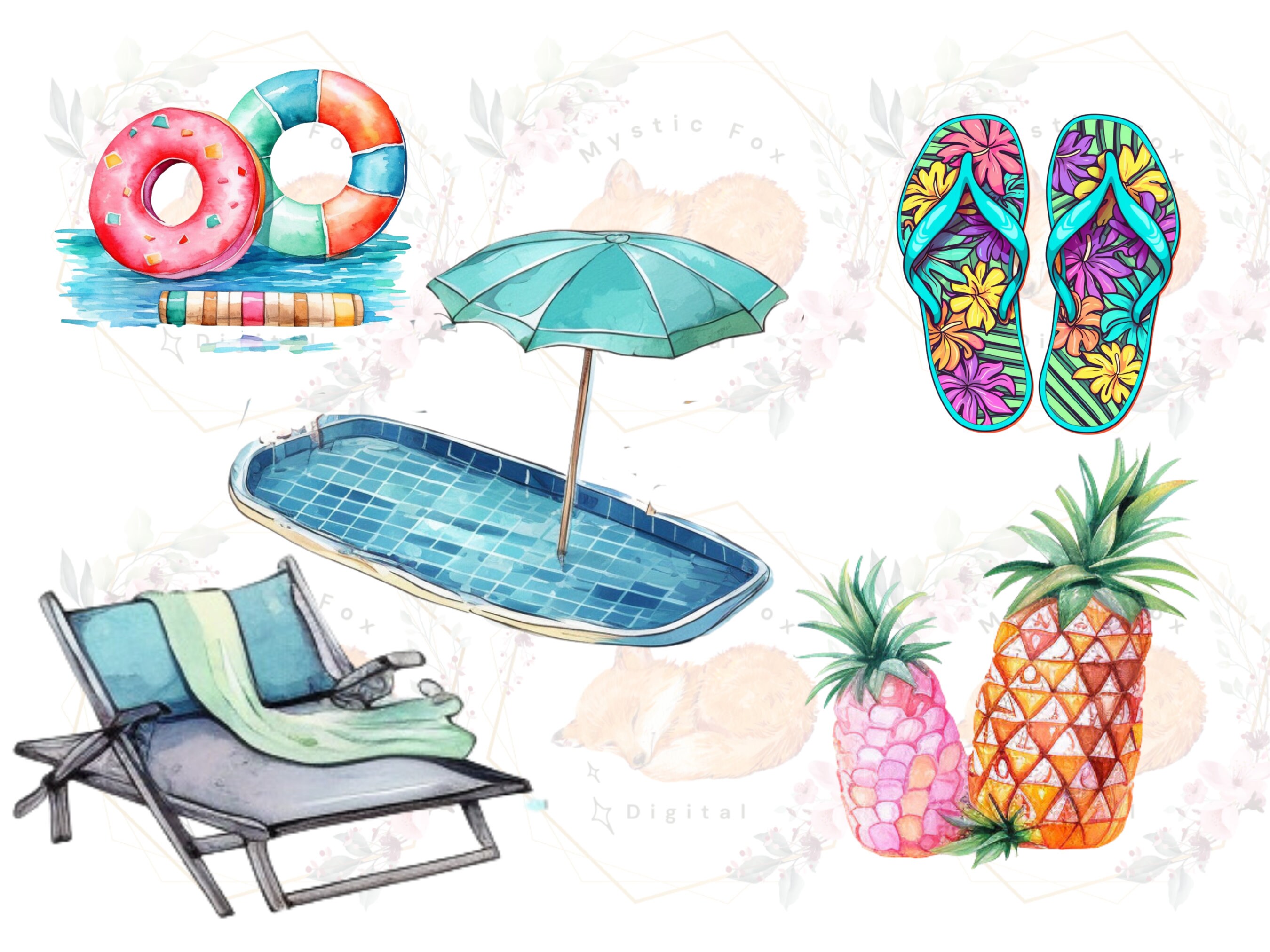 Pool Party Clipart, Pool Clipart, Sunglasses Clipart, Summer Clipart ...