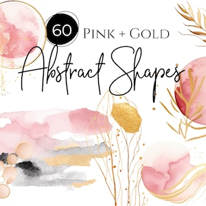 Modern Abstract Clipart | Pink and Gold Abstract Clipart Shapes ...