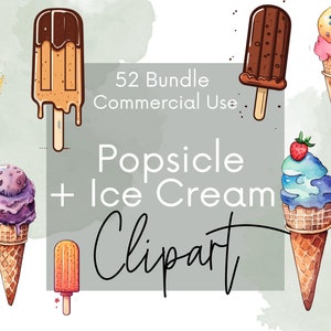 Ice Cream Clipart, Popsicle Clipart, Summer Treats Clipart Bundle, Ice ...