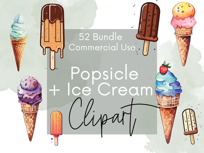Ice Cream Clipart, Popsicle Clipart, Summer Treats Clipart Bundle, Ice ...