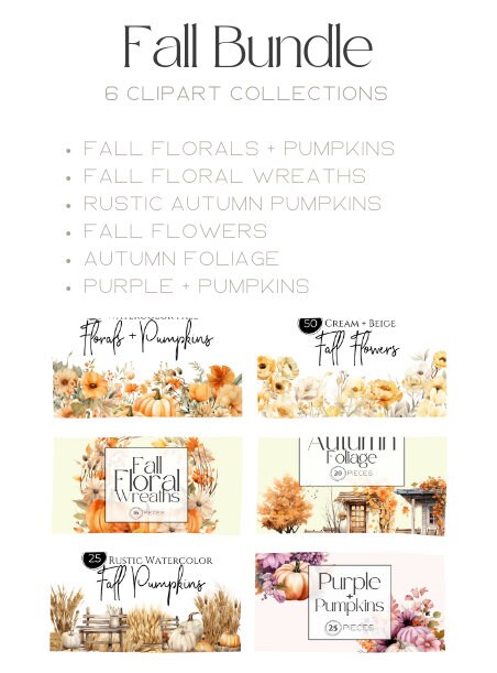 Fall Clipart Bundle | Clipart Bundle, Watercolor Fall Clipart, Autumn ...