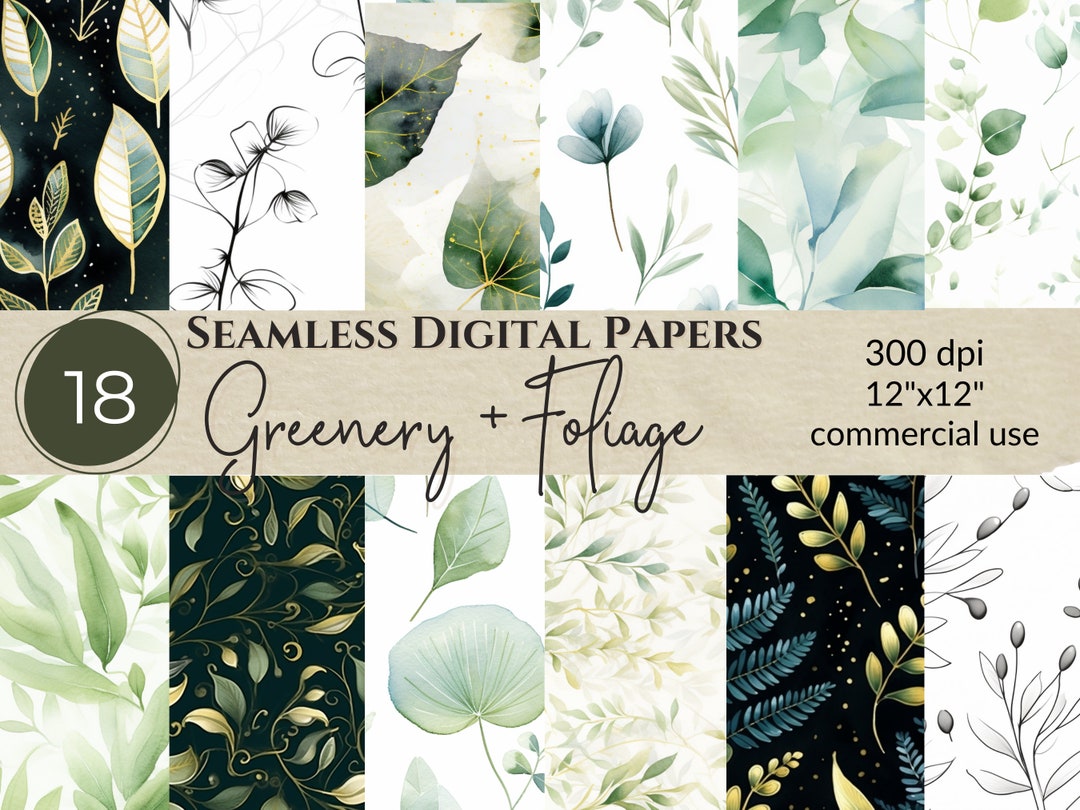 Greenery Digital Paper | Floral Digitals, Botanical Digital Paper ...