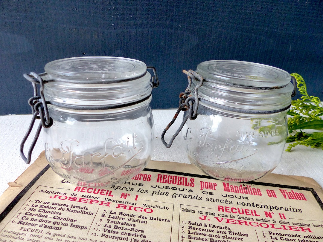 Vintage French Le Parfait 2 Old Glass Jars Conserve Jam French Glass ...