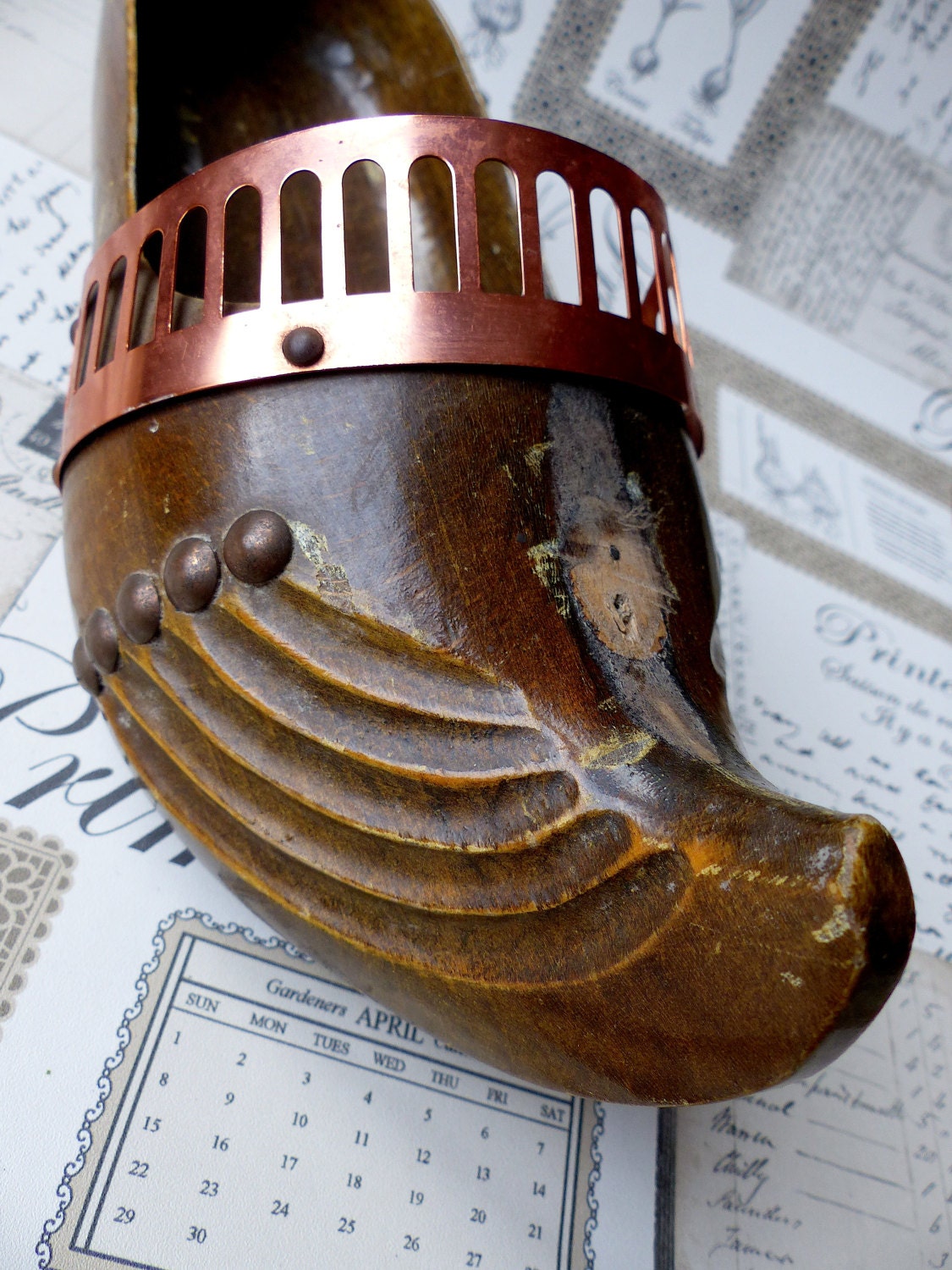 Ancien français Sabot vintage french wood shoe to carry matches or ...