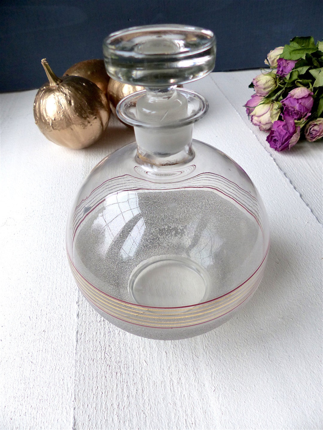Old CARAFE Glass Vintage Belgian Belgian Round Antique Jug Glass Bistro ...