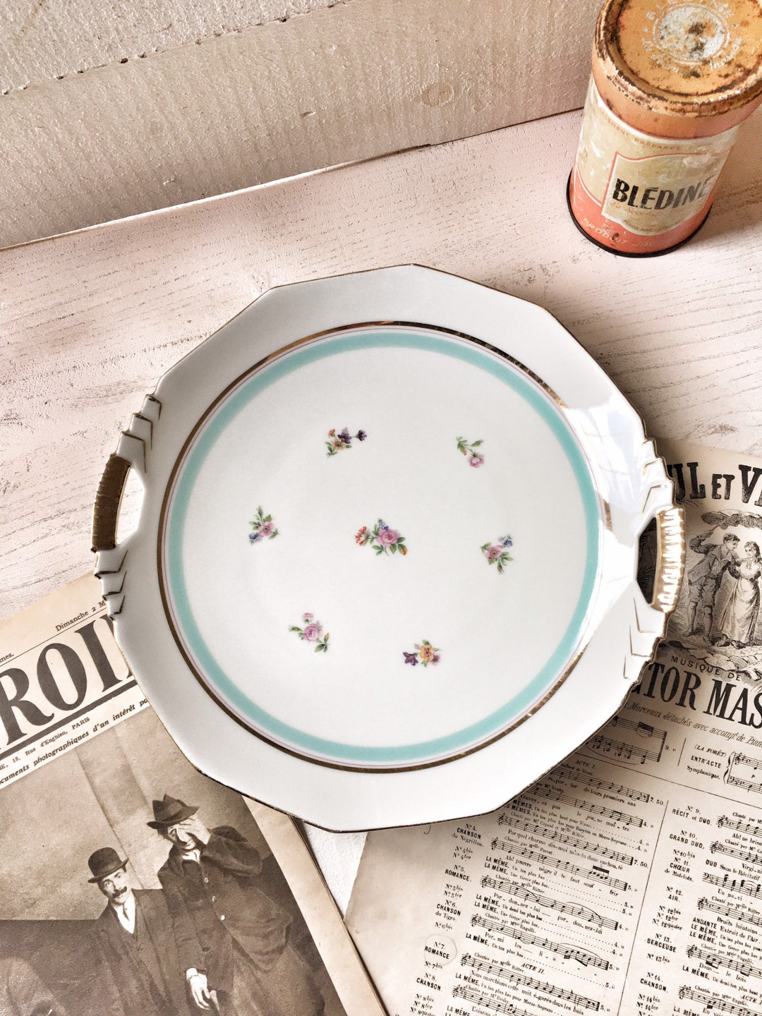 Old Flower Plat Vintage Ceramics Made in France SHABBY Dishes Table ...