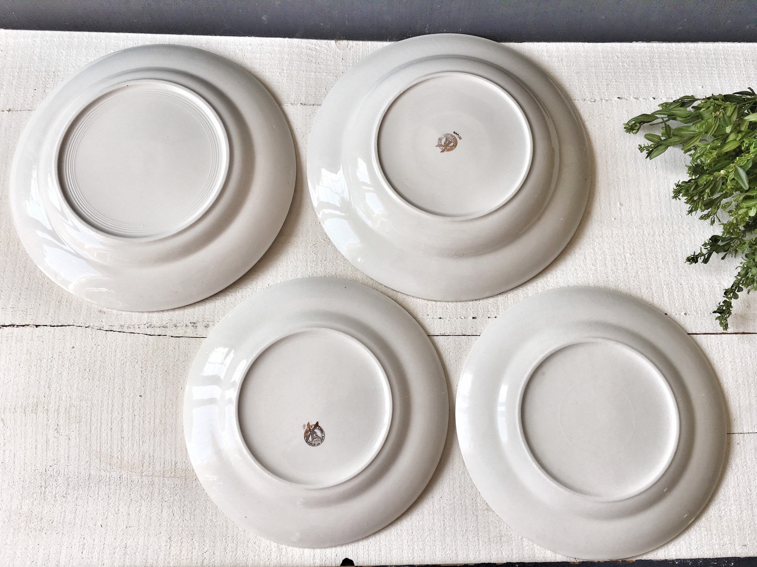 MOULIN des Loups 4 Platos profundos y planos Decoración de plumas de ...