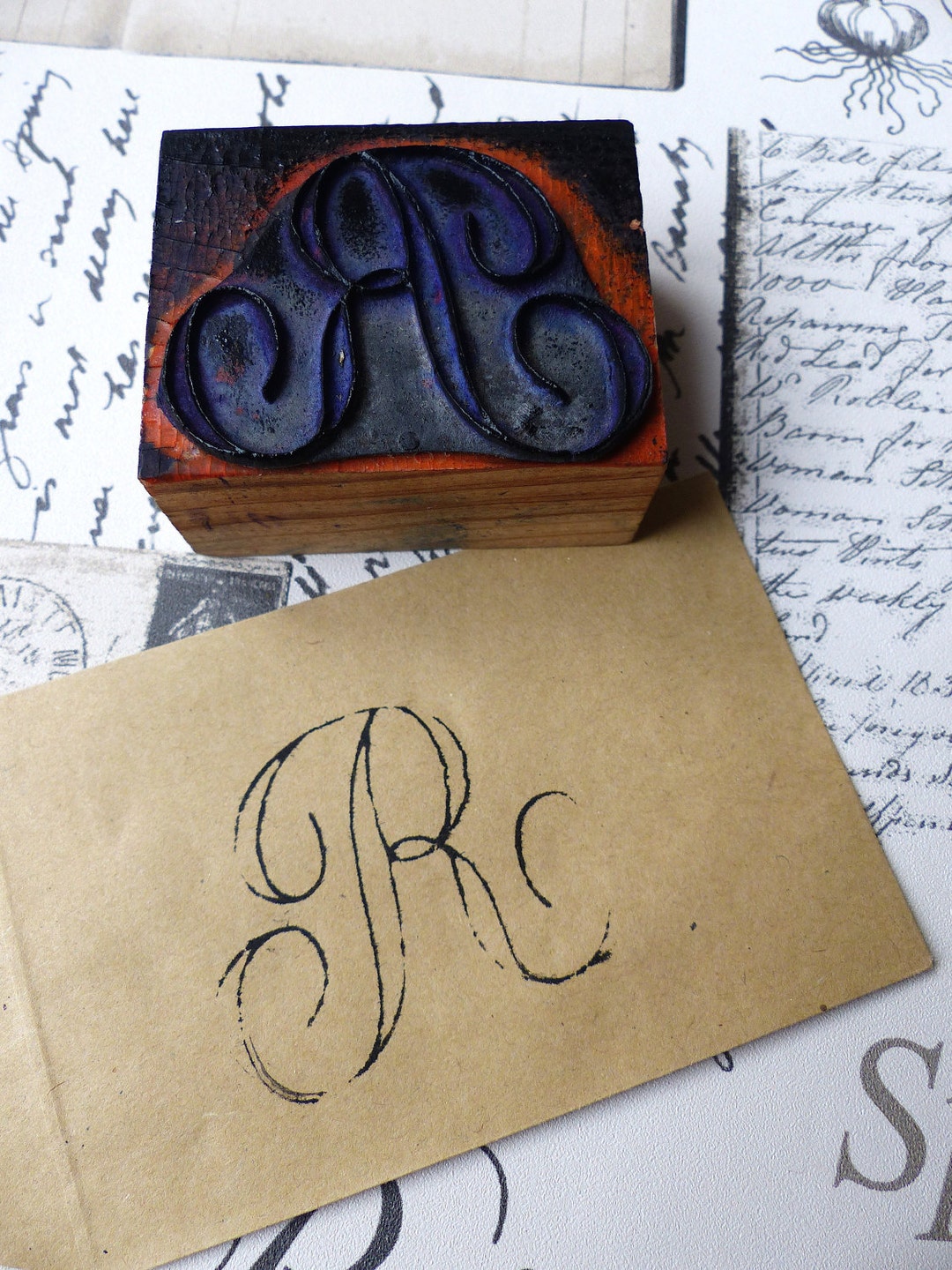 Old Stamp Letter R Monogram for Printing Marking on Linen Embroidery ...