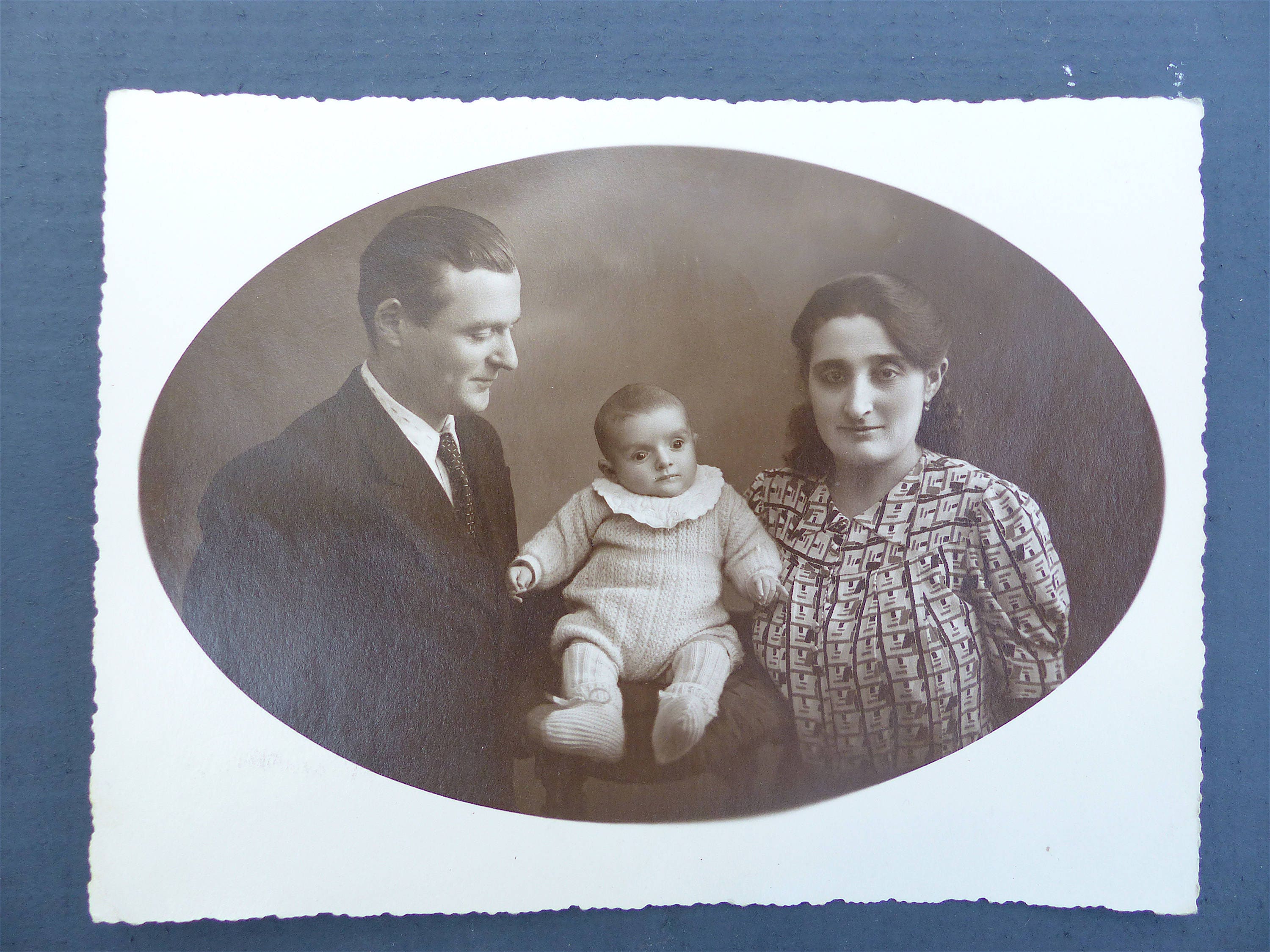 Vintage French Old Photograph Couple and Child 20th Century - Etsy