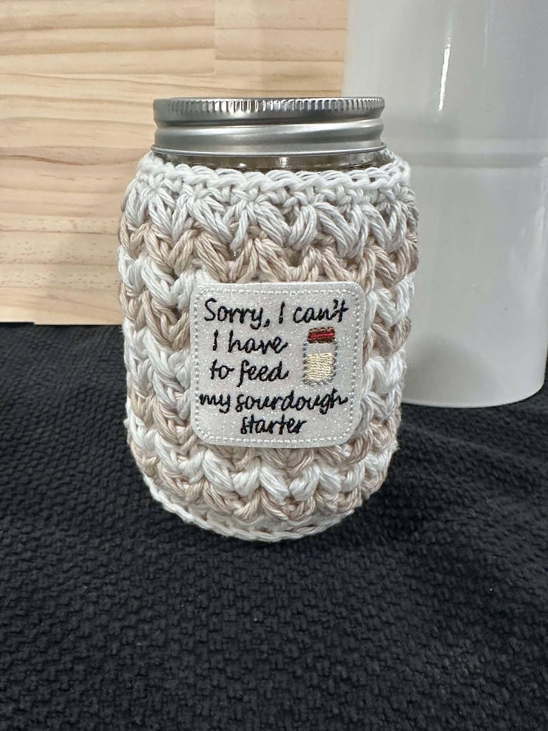 16oz Mason Jar Crochet Sourdough Starter Cozy: Handmade Cotton Jar ...