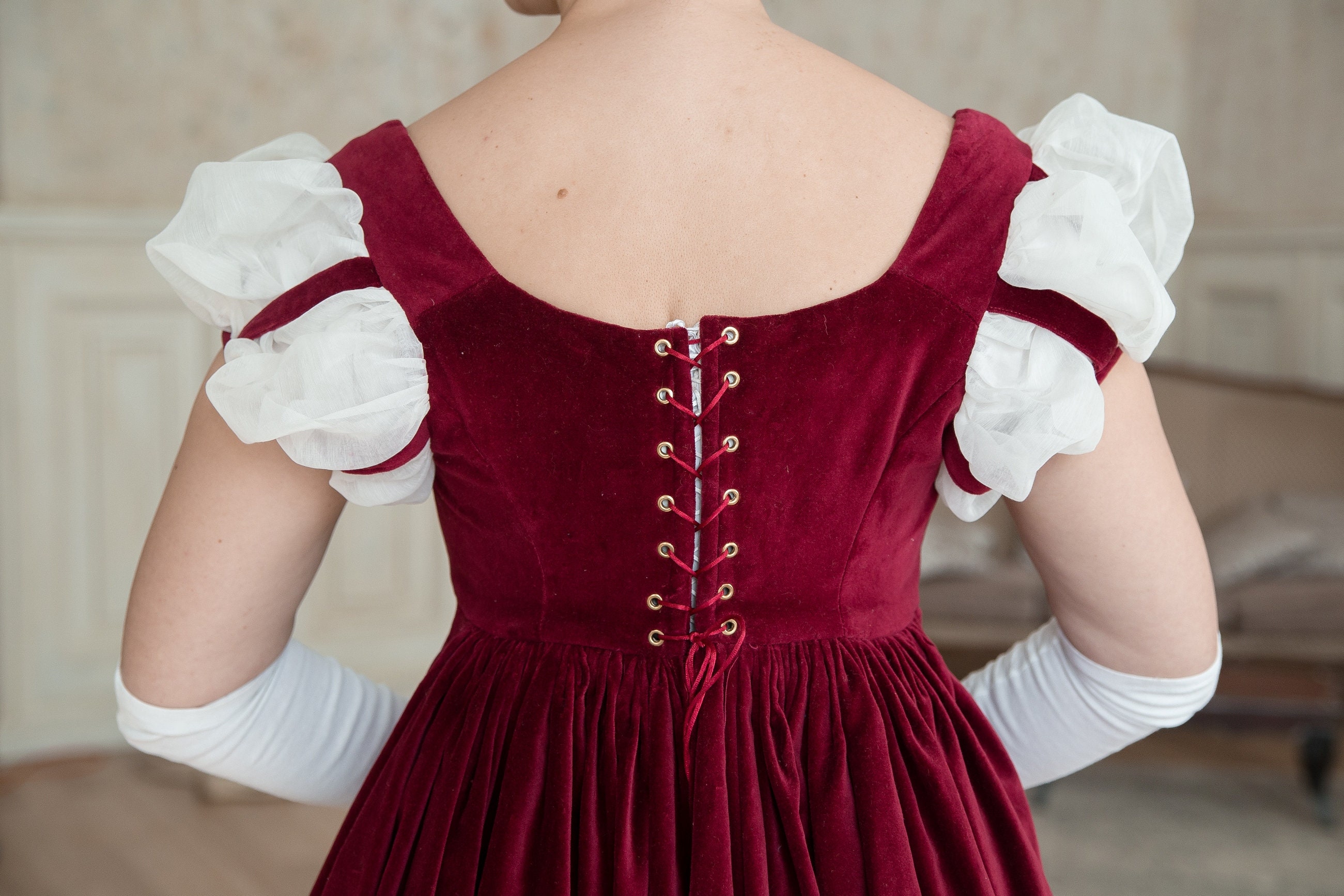 1810s Regency Velvet High Waist Dress Napoleonic Evening and | Etsy Canada