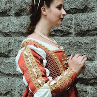 Italian Renaissance Cioppa Gown Dress Costume - Overdress Black Flower ...