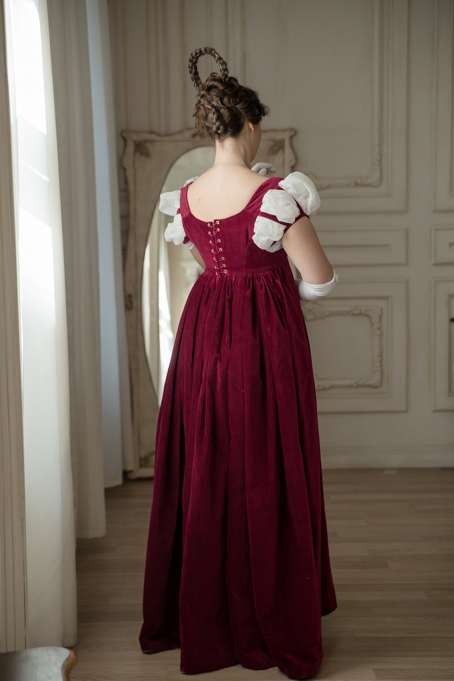1810s Regency Velvet High Waist Dress Napoleonic Evening and - Etsy Canada