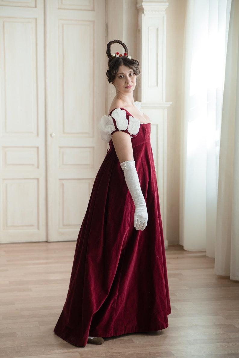 1810s Regency Velvet High Waist Dress Napoleonic Evening and | Etsy