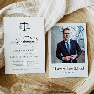 Law School Graduation Invitation Template, Editable Law School ...
