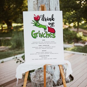 Grinch Christmas Bar Menu Template, Let's Drink up Grinches Christmas ...