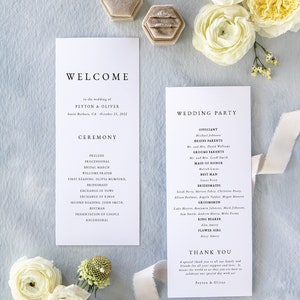 Simple Wedding Program Elegant Modern Program Template for - Etsy