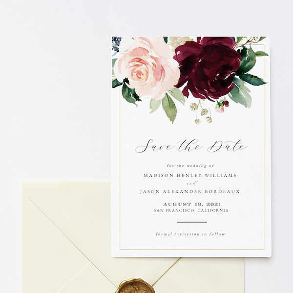 Floral Save the Date - Etsy