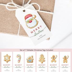 Gingerbread Cookie Christmas Gift Tags, Santa Holiday Gift Tags ...