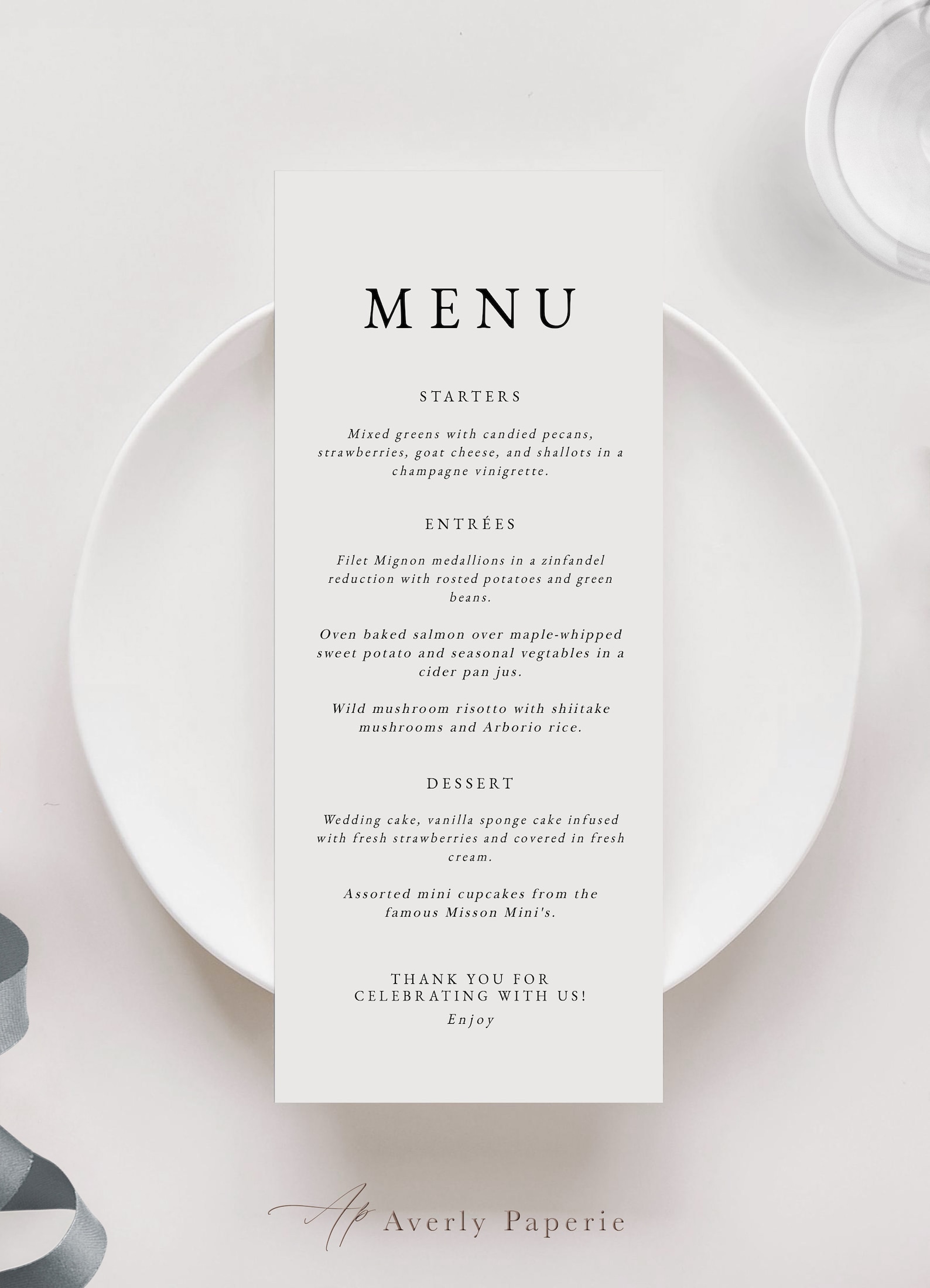 Modern Wedding Menu Template, Simple Wedding Menu Cards, Instant ...