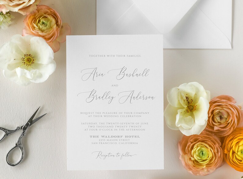 ARIA Modern Calligraphy Wedding Invitation Suite Template - Etsy