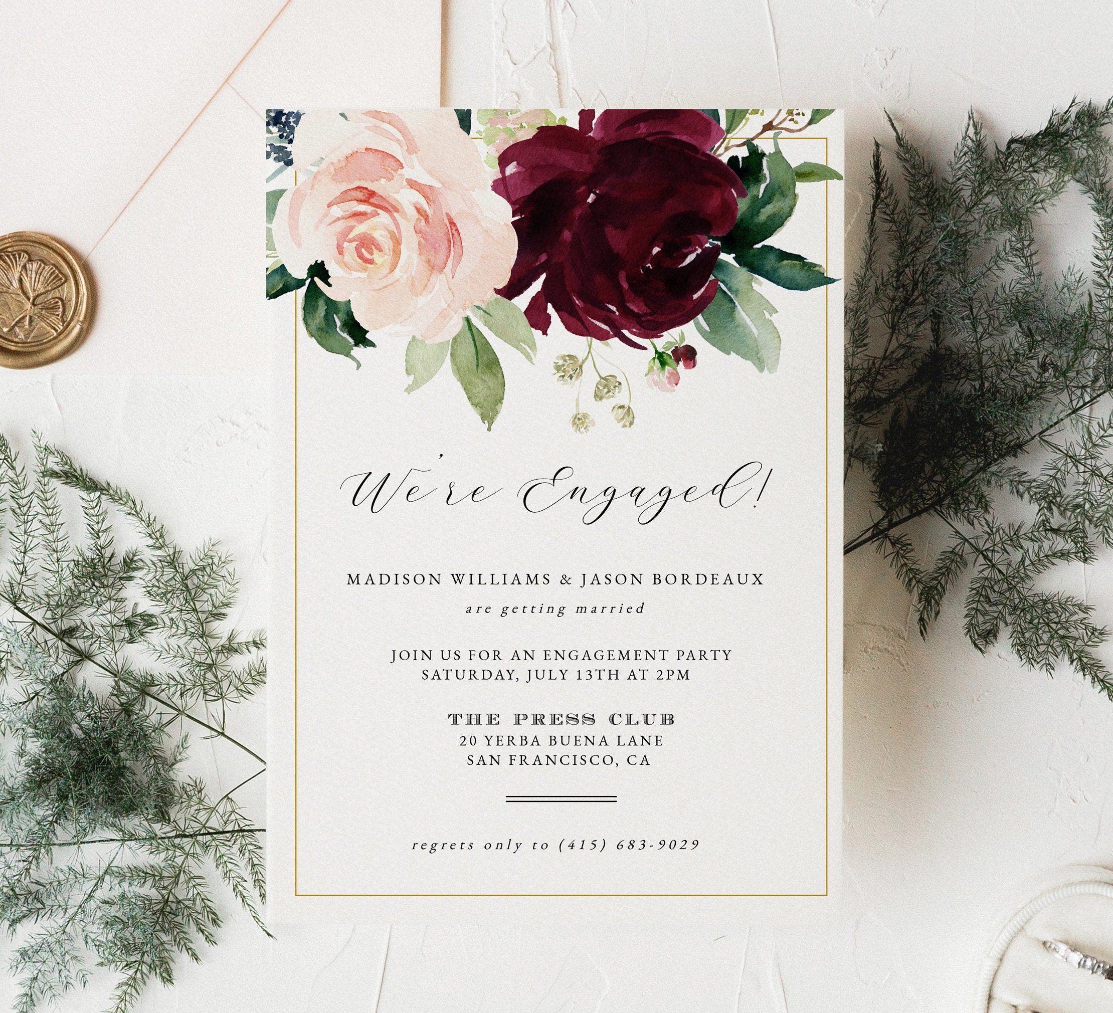 Engagement Party Invitation Template Elegant We're | Etsy