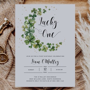 Lucky One Birthday Invitation Template, St Patricks Day Birthday Party ...