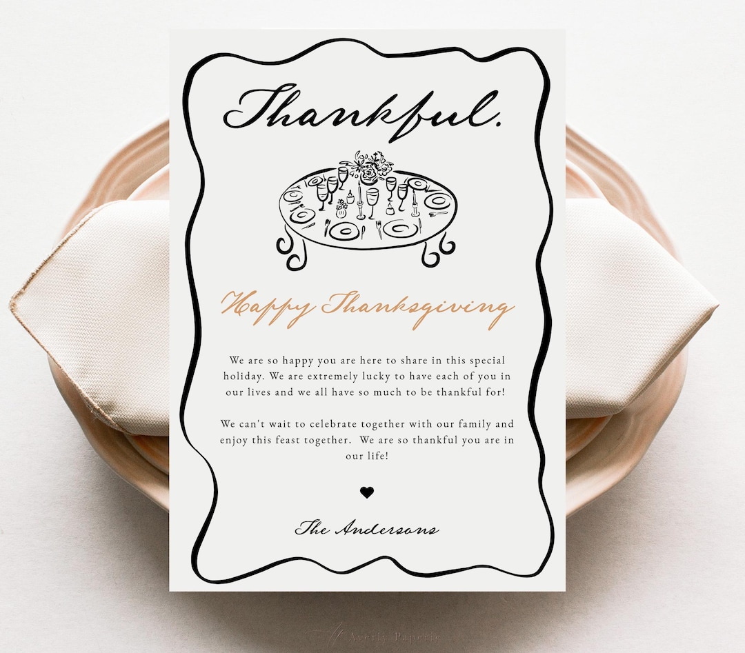 Thanksgiving Thankful Welcome Note Template, Hand Drawn Thankful for ...
