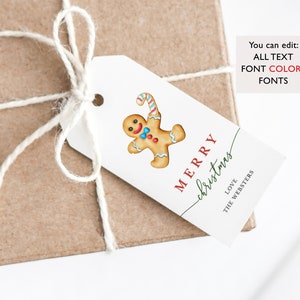 Gingerbread Cookie Christmas Gift Tags, Santa Holiday Gift Tags ...
