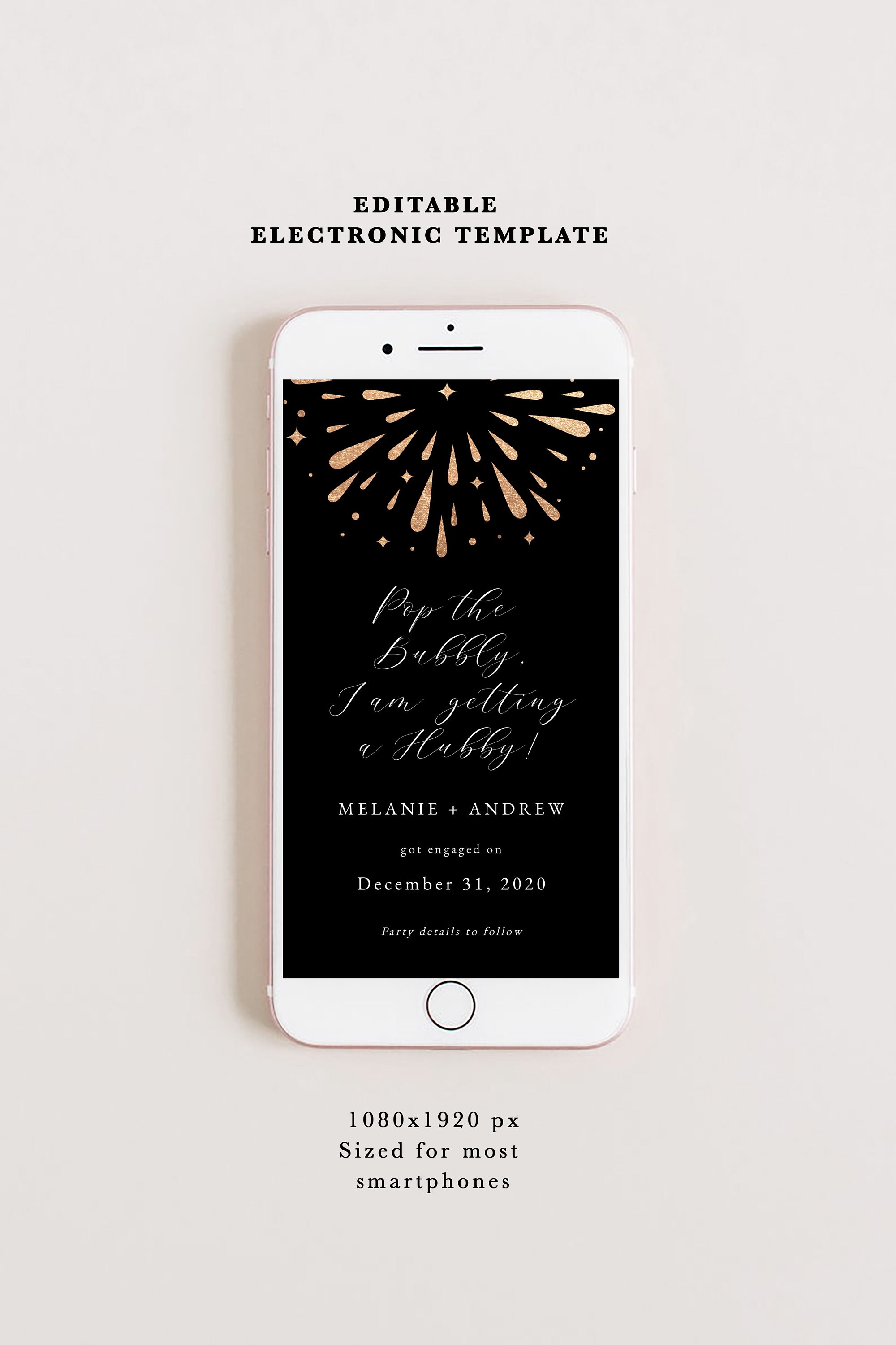 Engaged Text Announcement Template Pop the Bubbly I'm - Etsy