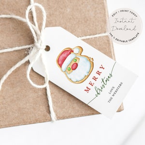 Gingerbread Cookie Christmas Gift Tags, Santa Holiday Gift Tags ...