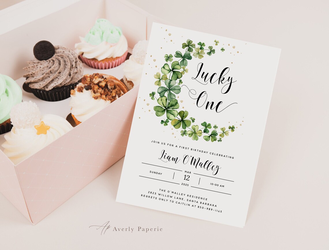 Lucky One Birthday Invitation Template, St Patricks Day Birthday Party ...