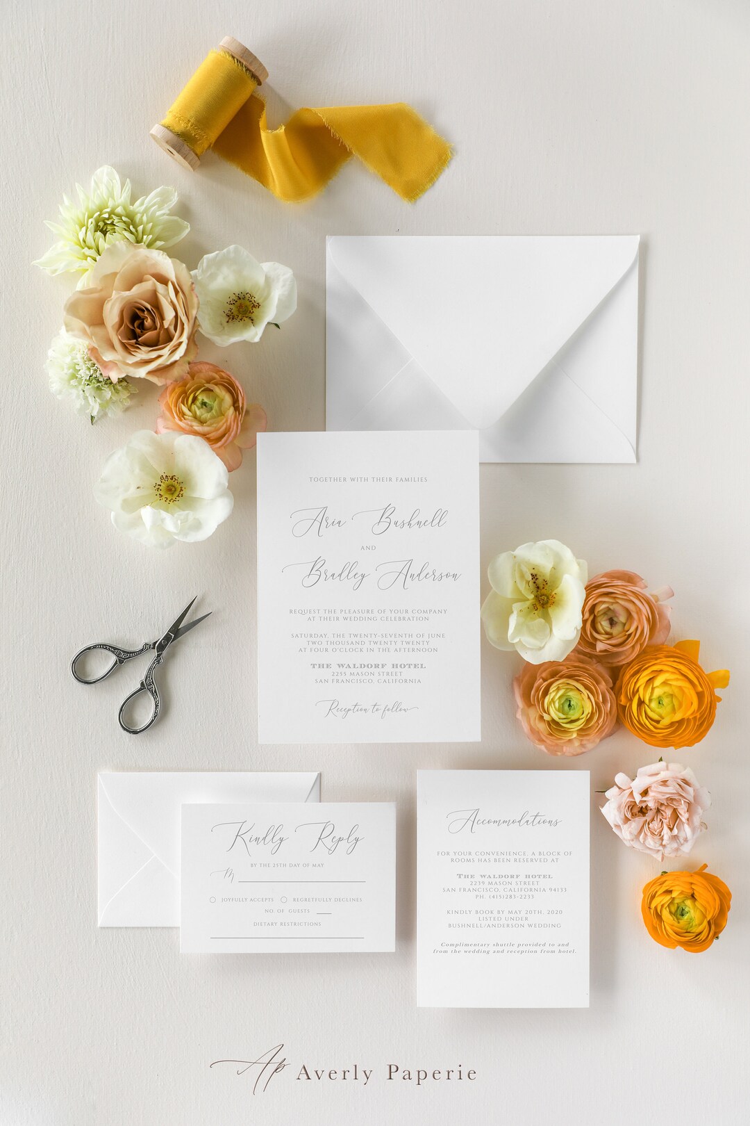 ARIA - Modern Calligraphy Wedding Invitation Suite Template Printable ...