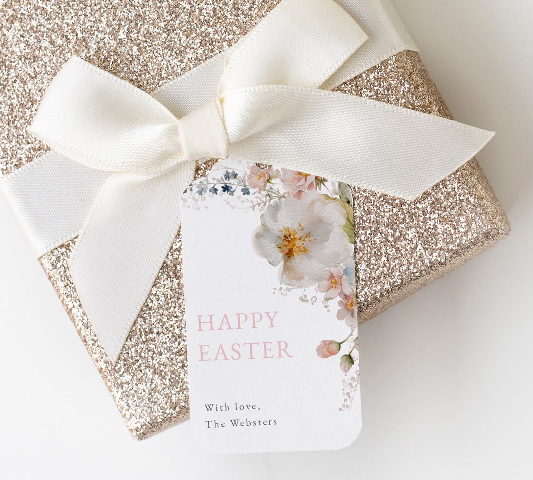 Printable Easter Gift Tag, Floral Easter Day Tag Template, Personalized ...