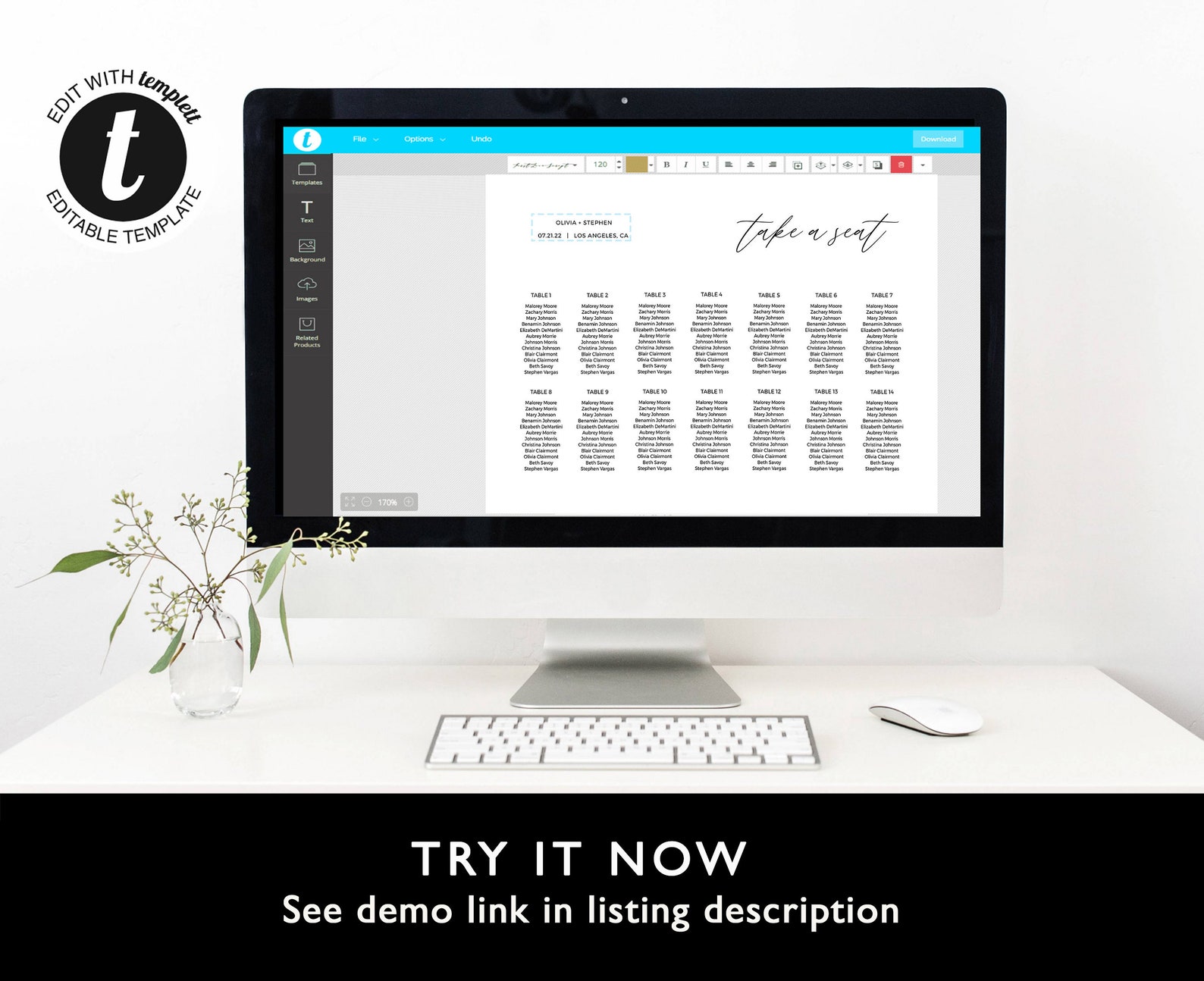 Minimalist Seating Chart Template Elegant Seating Chart | Etsy