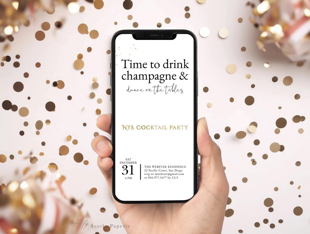 NYE Cocktail Party Mobile Invitation Template, Time to Dance on the ...