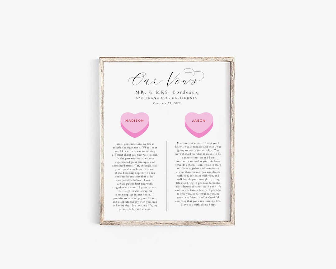 His and Hers Wedding Vows Template, Valentine Vows With Conversation ...