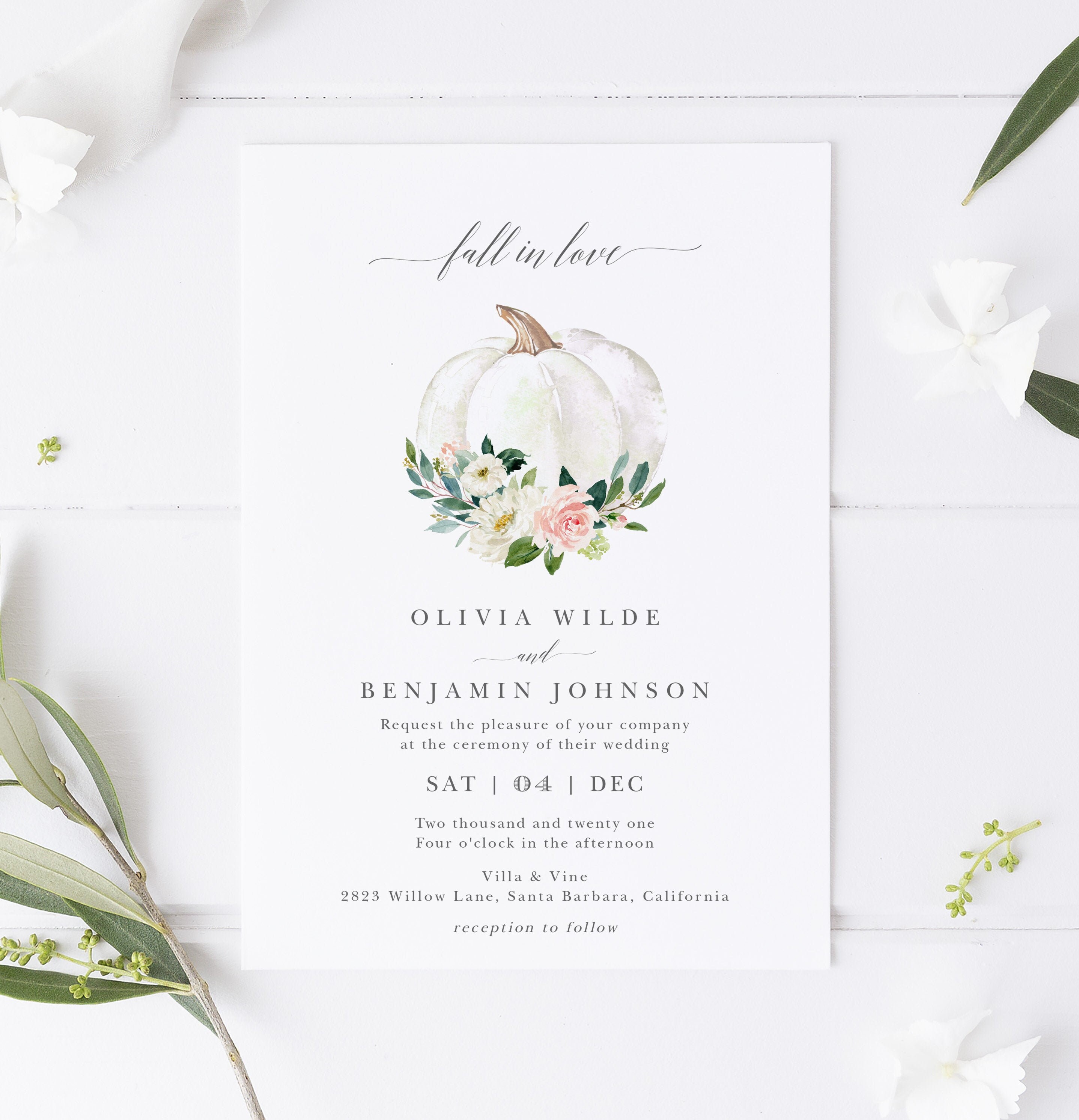 Pumpkin Wedding Invitation Template Fall Wedding Autumn | Etsy